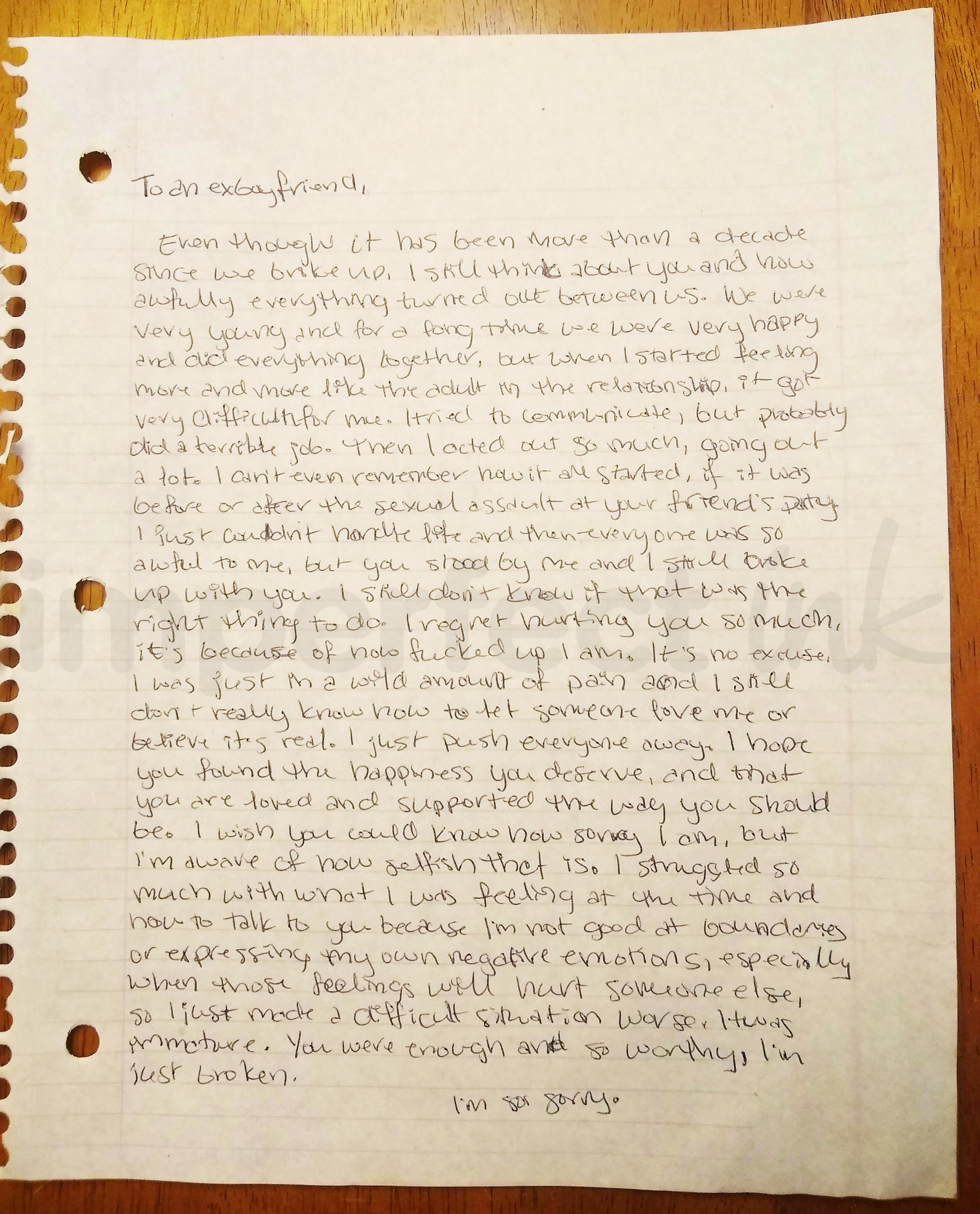 Dear Ex Boyfriend Letters