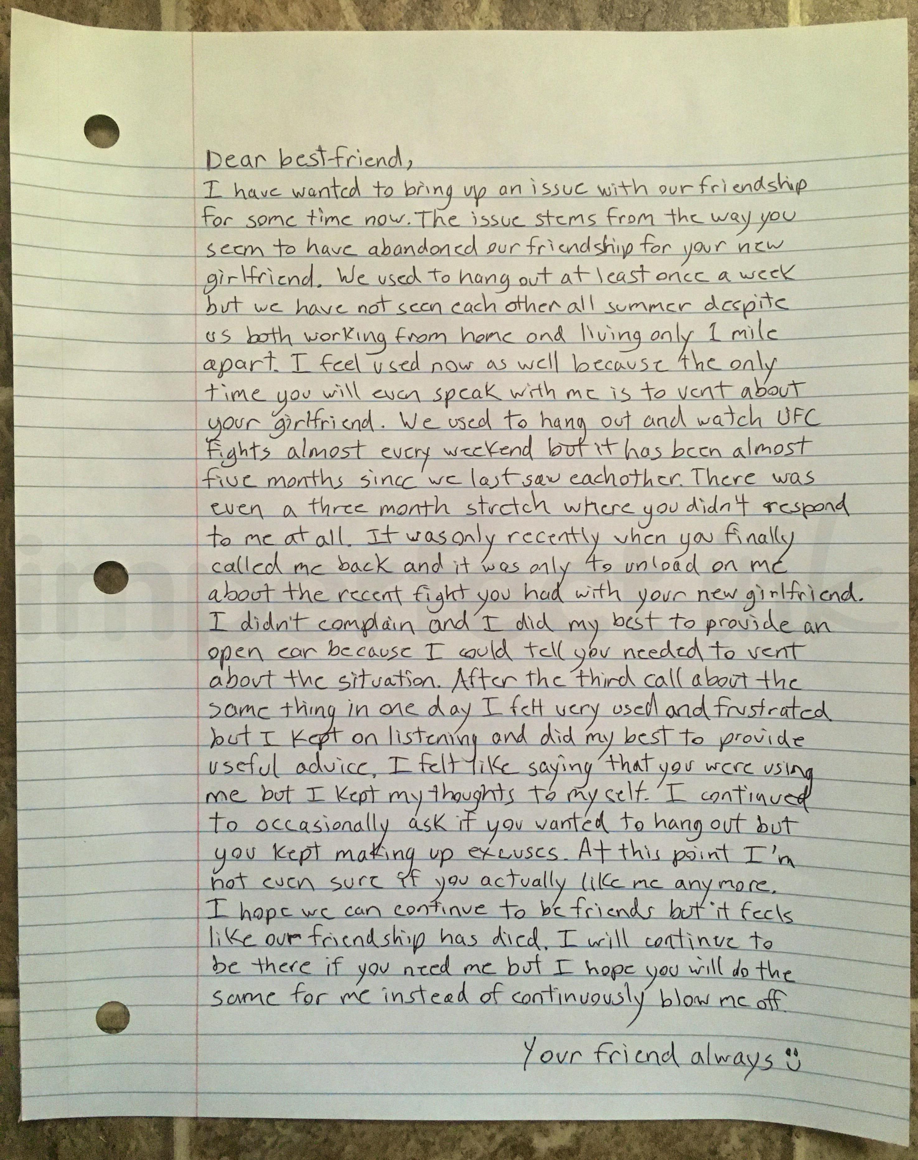 Dear Best Friend Letters